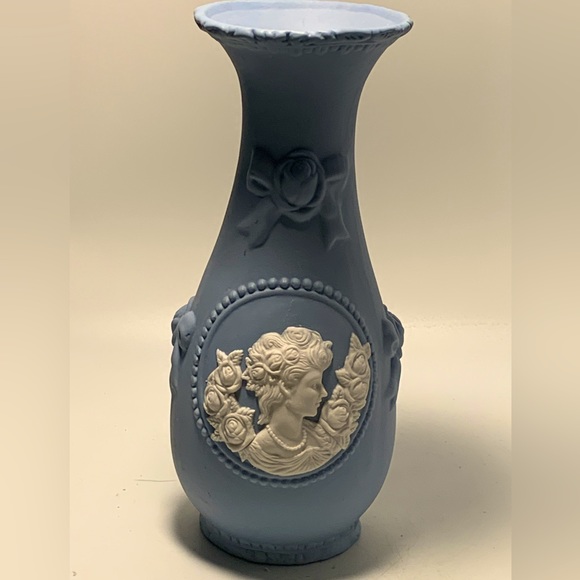 Accents | Wedgwood Like Jasperware Vase Dusty Blue White Cameo Ribbons ...